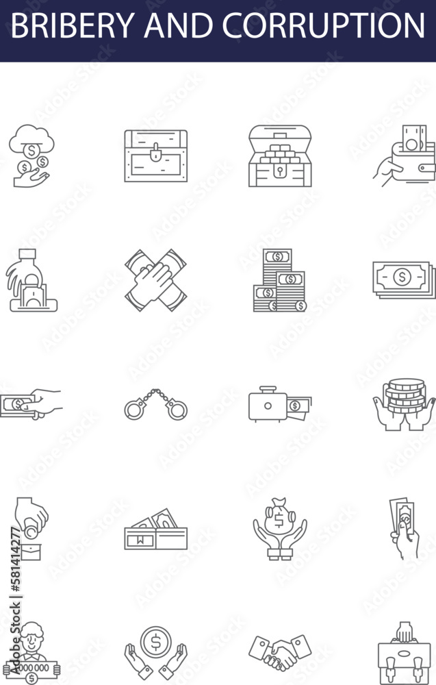 Bribery and corruption line vector icons and signs. Corruption, Fraud, Extortion, Bribe ...