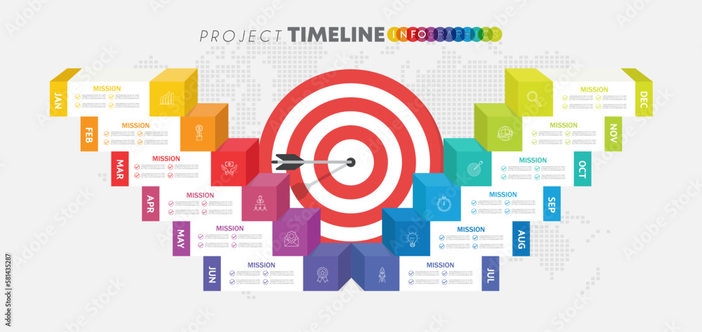 infographic Project timeline graph for 12 months modern diagram ...