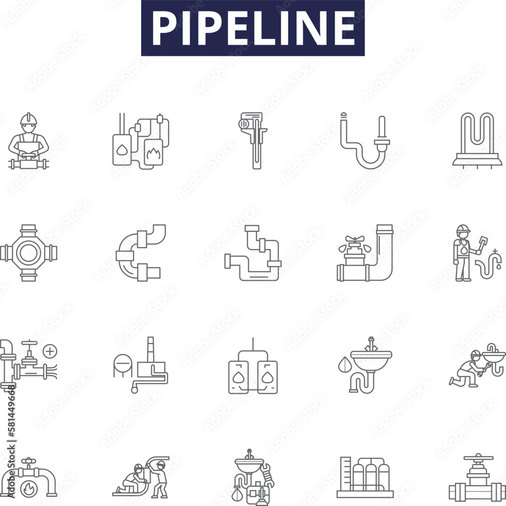 Pipeline line vector icons and signs. Pipeline, Conduit, Line, Flow ...