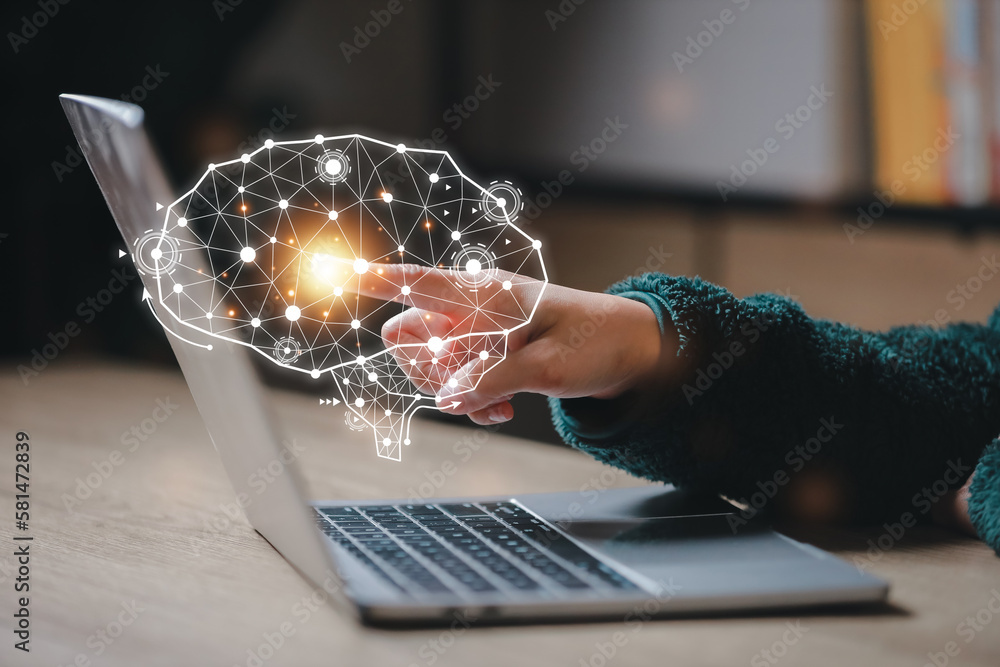 Artificial Intelligence. man using technology smart robot AI ...