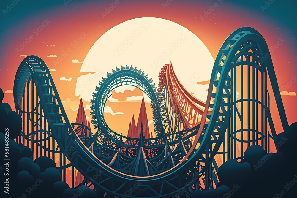 Roller coaster ride at a theme park wallpaper Generative AI Stock ...