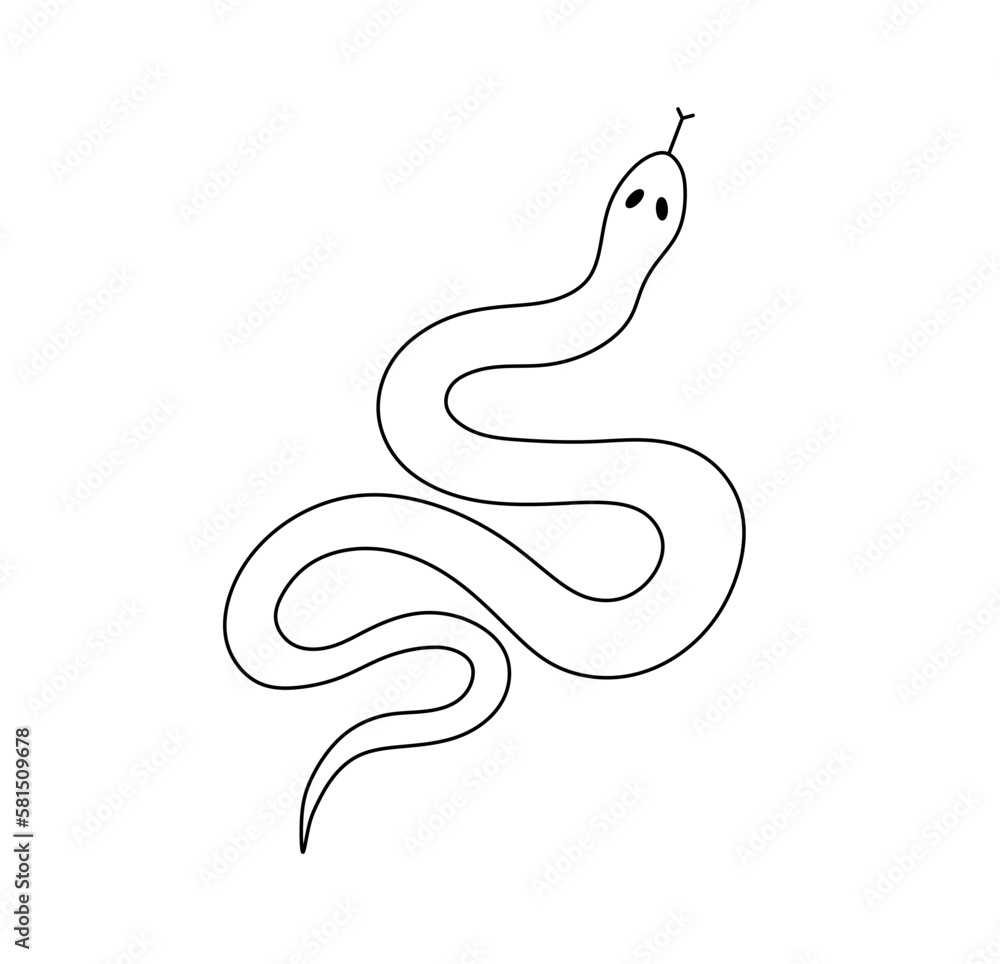 Vector isolated one single simplest crawling snake top view colorless ...