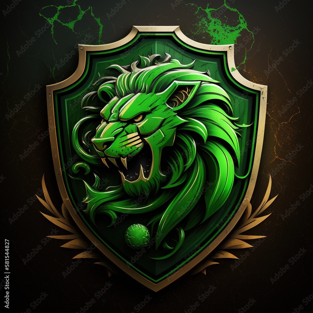 Green lion team logo, team mascot, concept art, generative ai Stock ...