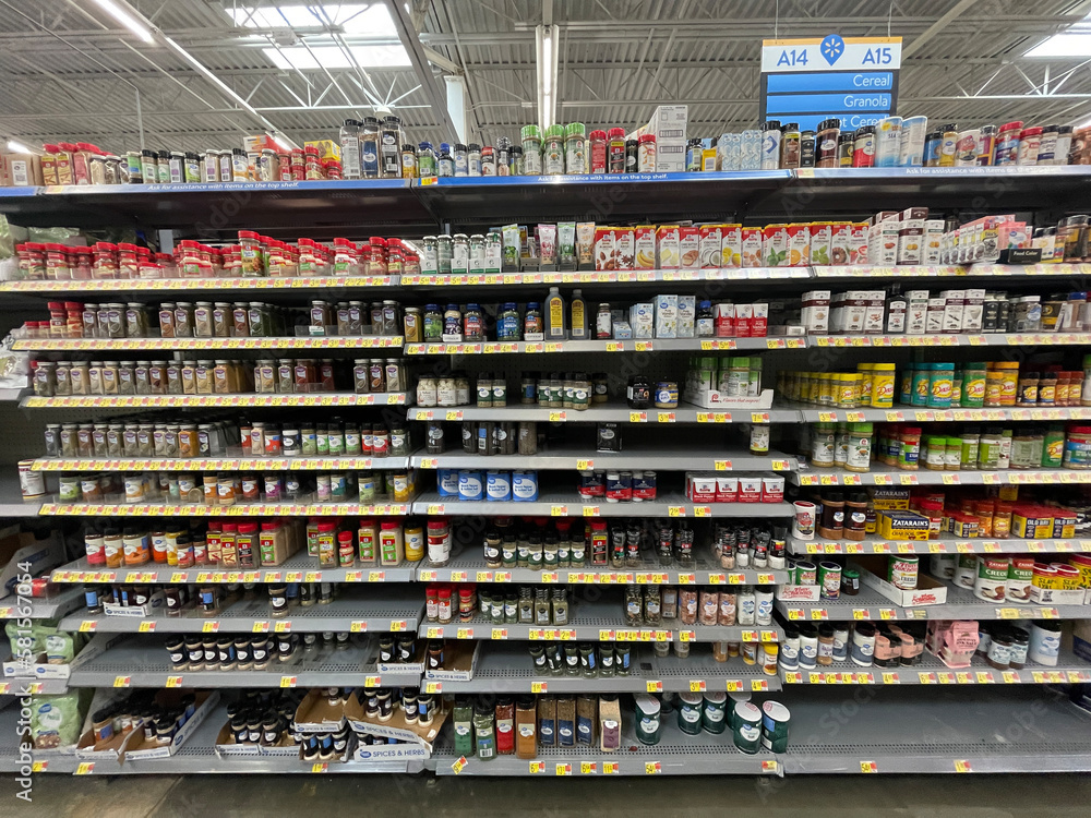 Walmart store interior spice section wide view Stock Photo | Adobe Stock