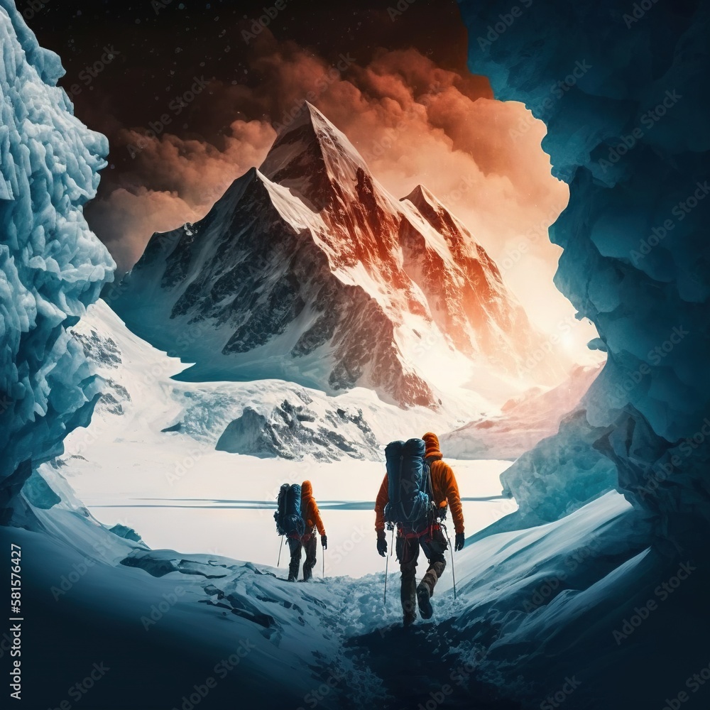 Teamwork and Adventure: Group of People Hiking Together in the ...