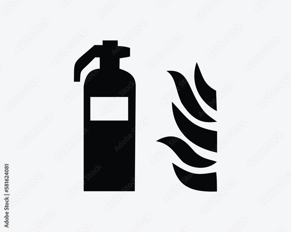 Fire Extinguisher Flame Protection Device Suppression Black White ...
