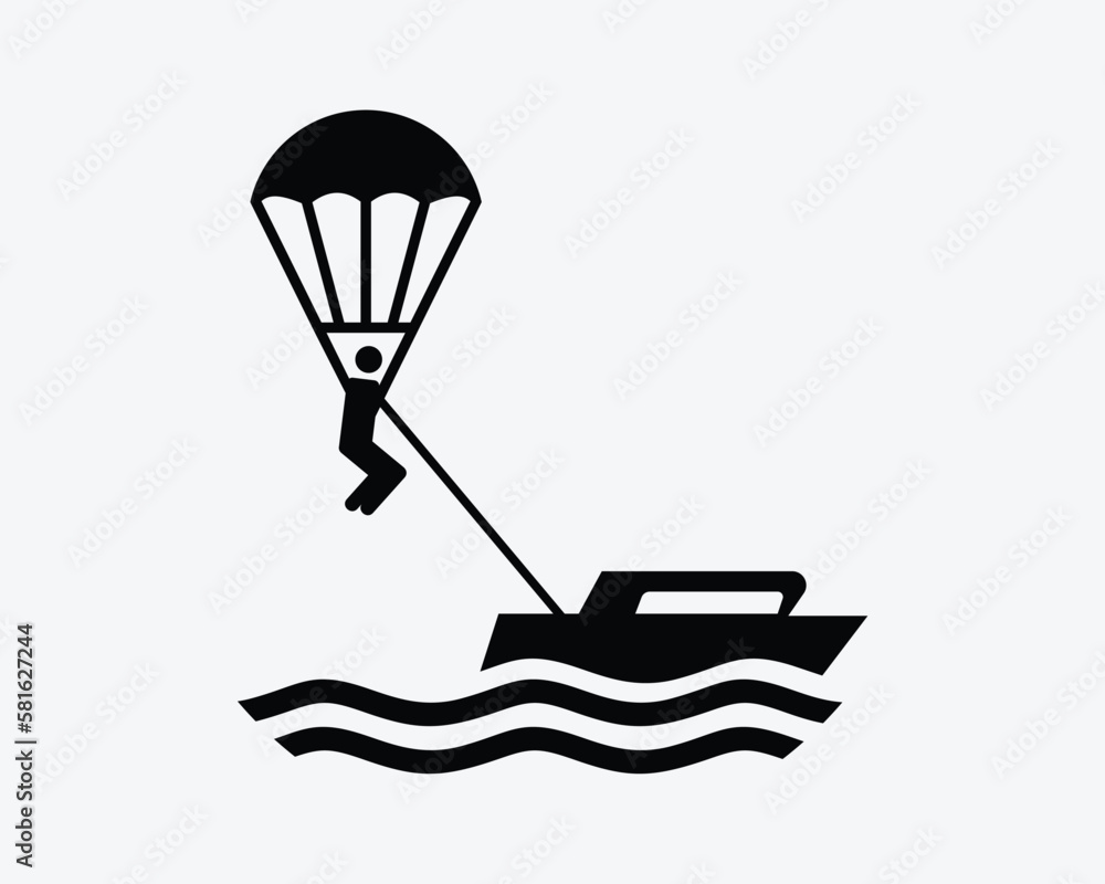 Vector de Stock Parasailing Icon Parascending Paraskiing Parakiting ...