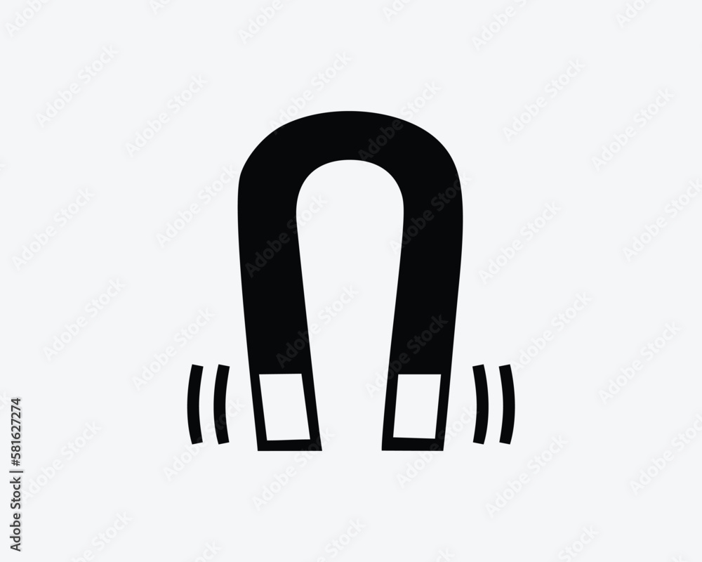 Magnet Icon U Horseshoe Shape Magnetic Force Attraction Power Vector ...