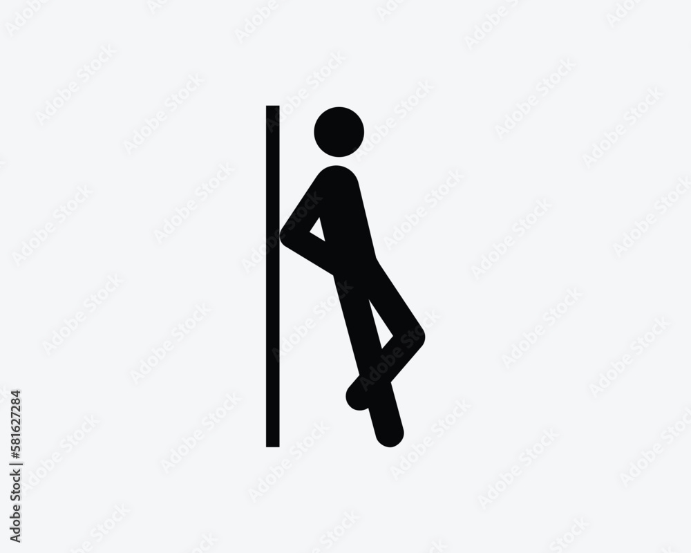 Man Leaning Against Wall Icon Tired Rest Resting Lean Stick Figure ...