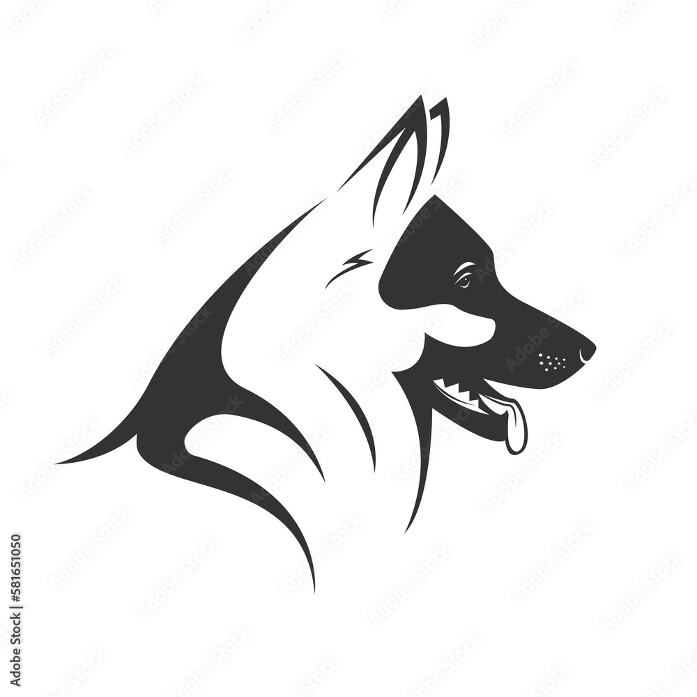 German shepherd dog head design isolated on transparent background. Pet ...