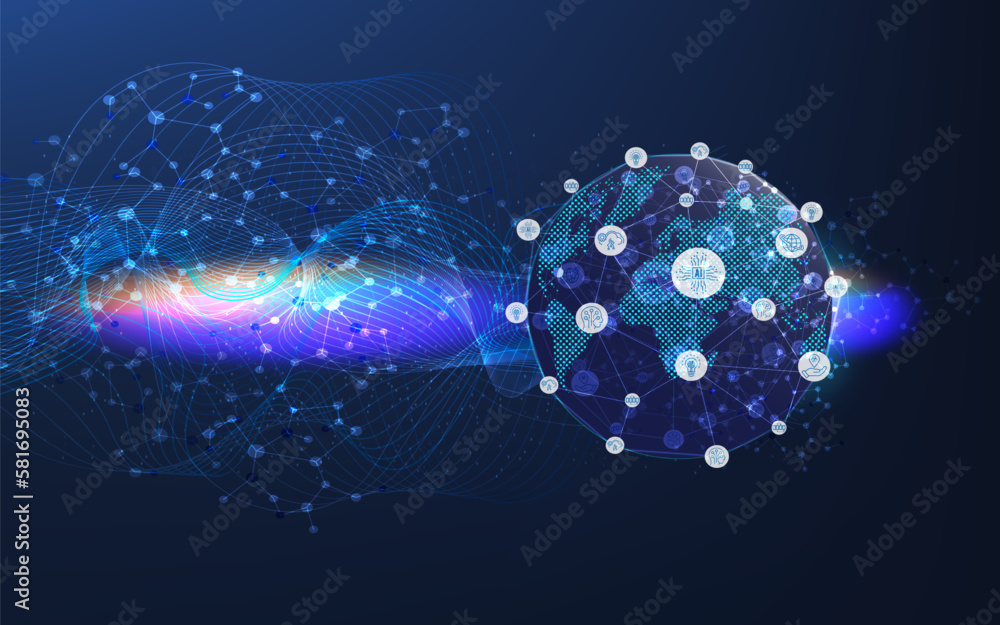 Artificial Intelligence (AI) Molecular structure background concept with ChatGPT, Chatbot ...
