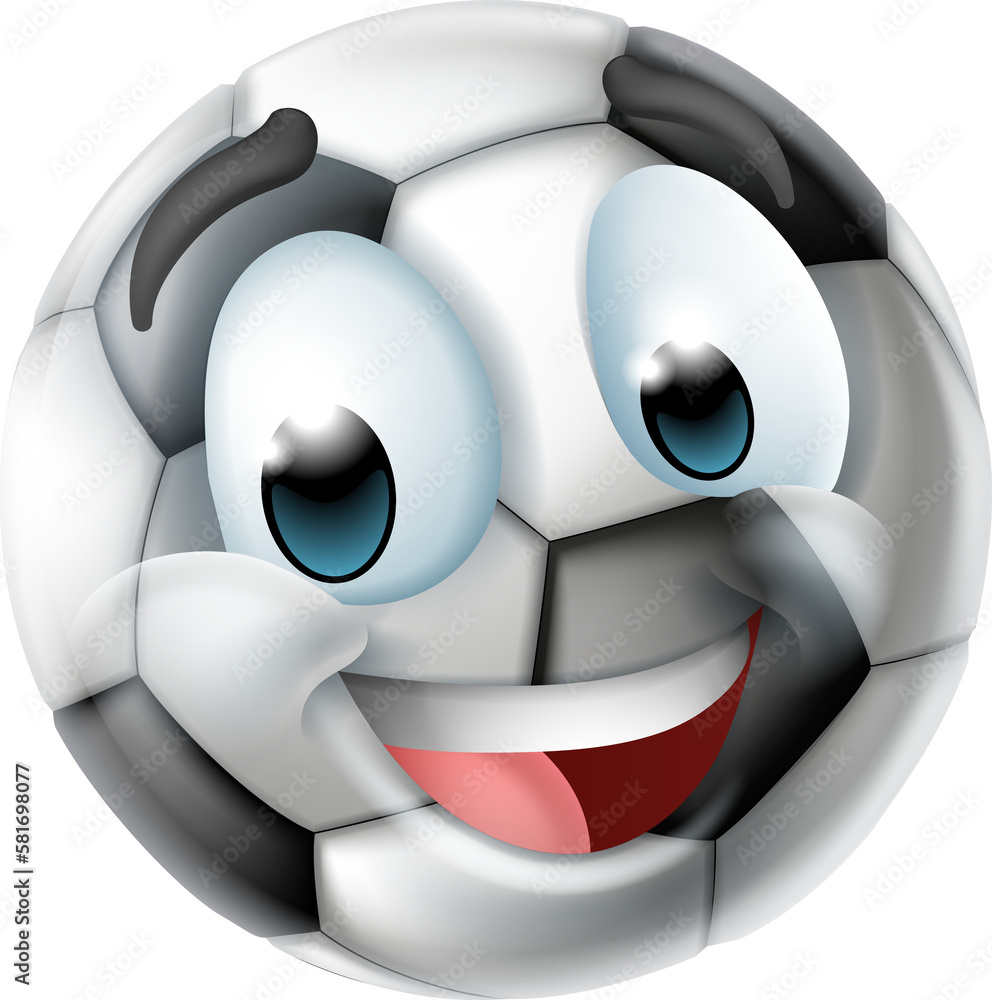 Soccer Ball Emoticon Face Emoji Cartoon Icon Stock Illustration | Adobe ...