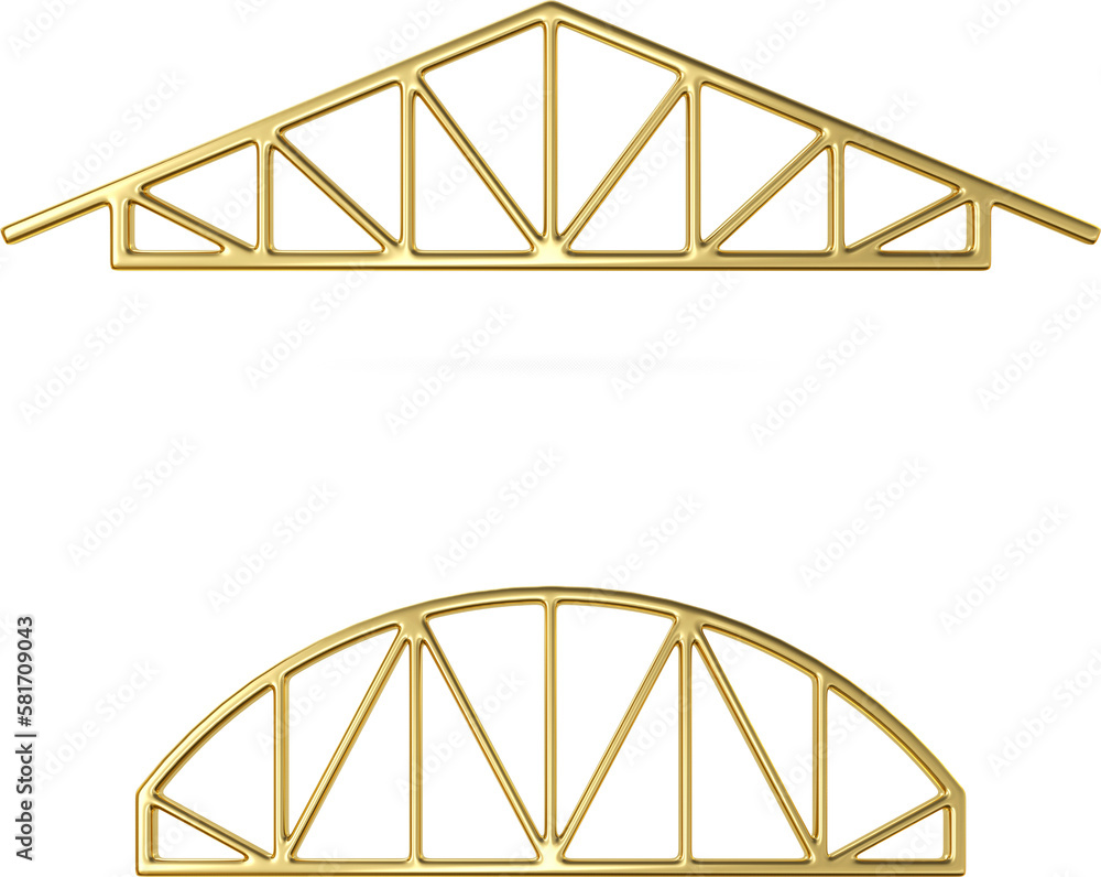Ilustração Gold metal truss icon. Roof metal trusses constructions. Set ...