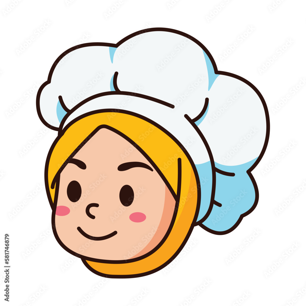 Indonesian woman muslim chef hijab illustration, cute girl islamic ...