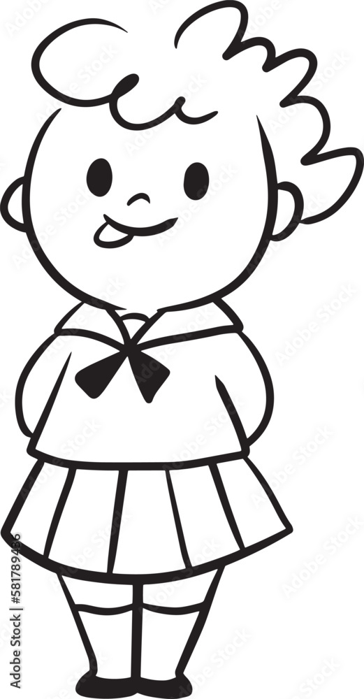 Cartoon female student doodle kawaii anime coloring page cute ...