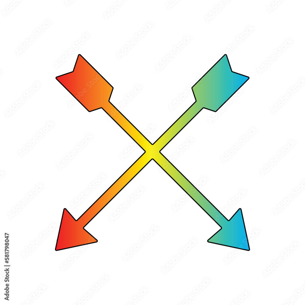 set of rainbow crossed arrow logo, icon, isolated on white background ...