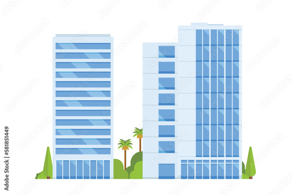 Office buildings for city illustration flat design style Stock Vector ...