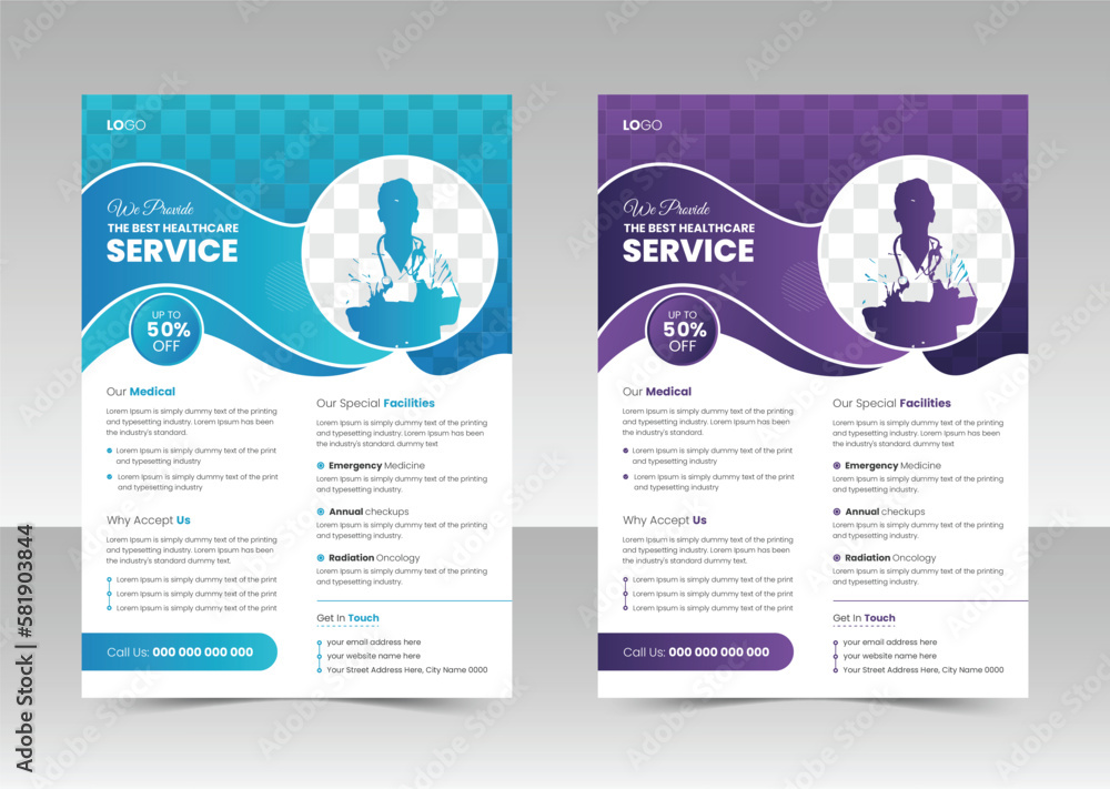 Healthcare flyer Design Template. Poster, Brochure, leaflet, banner ...