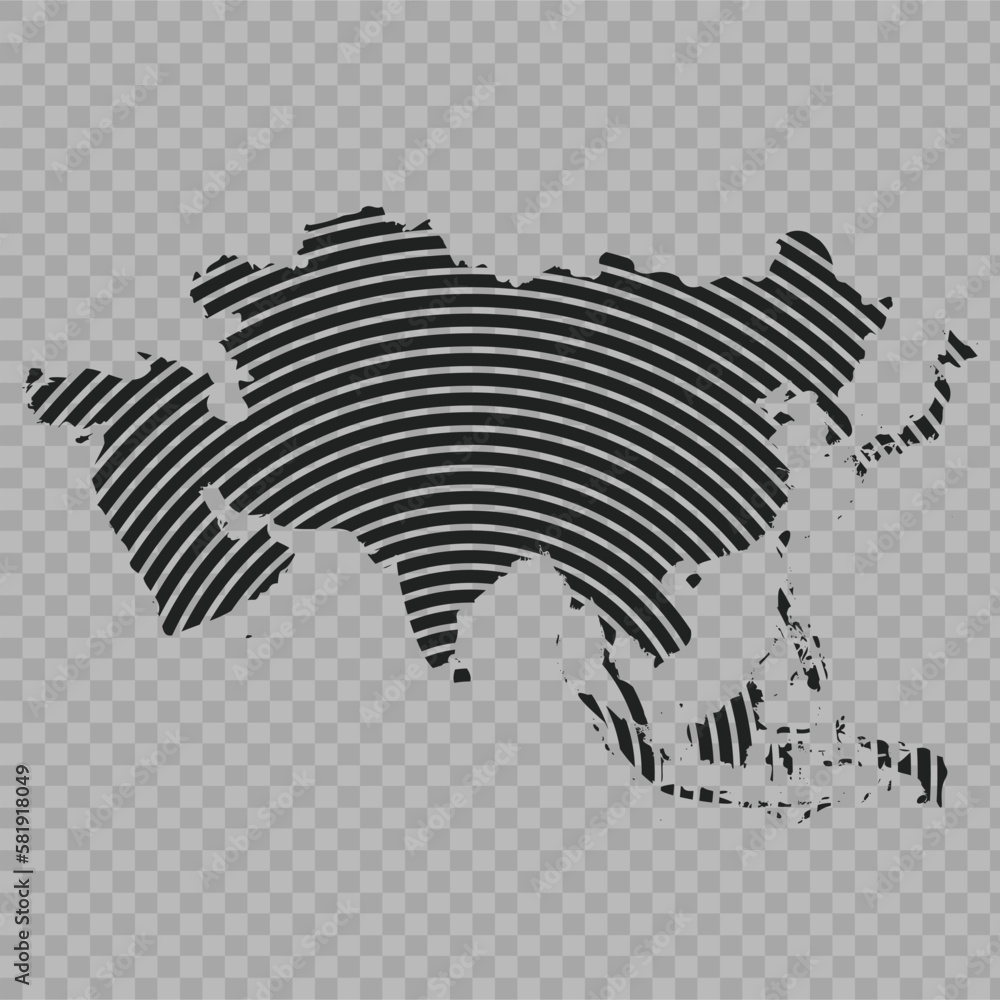 Asia continent map with lines isolated on transparent background ...