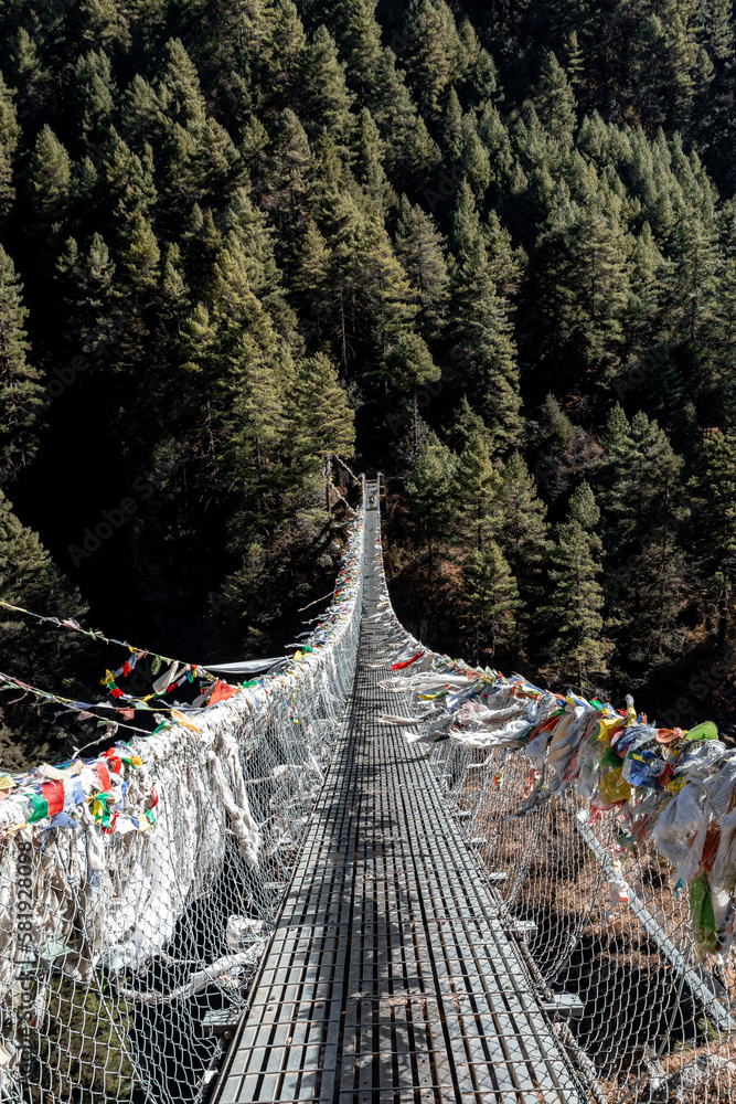 Hillary bridge: legendary suspension bridge with traditional prayer ...
