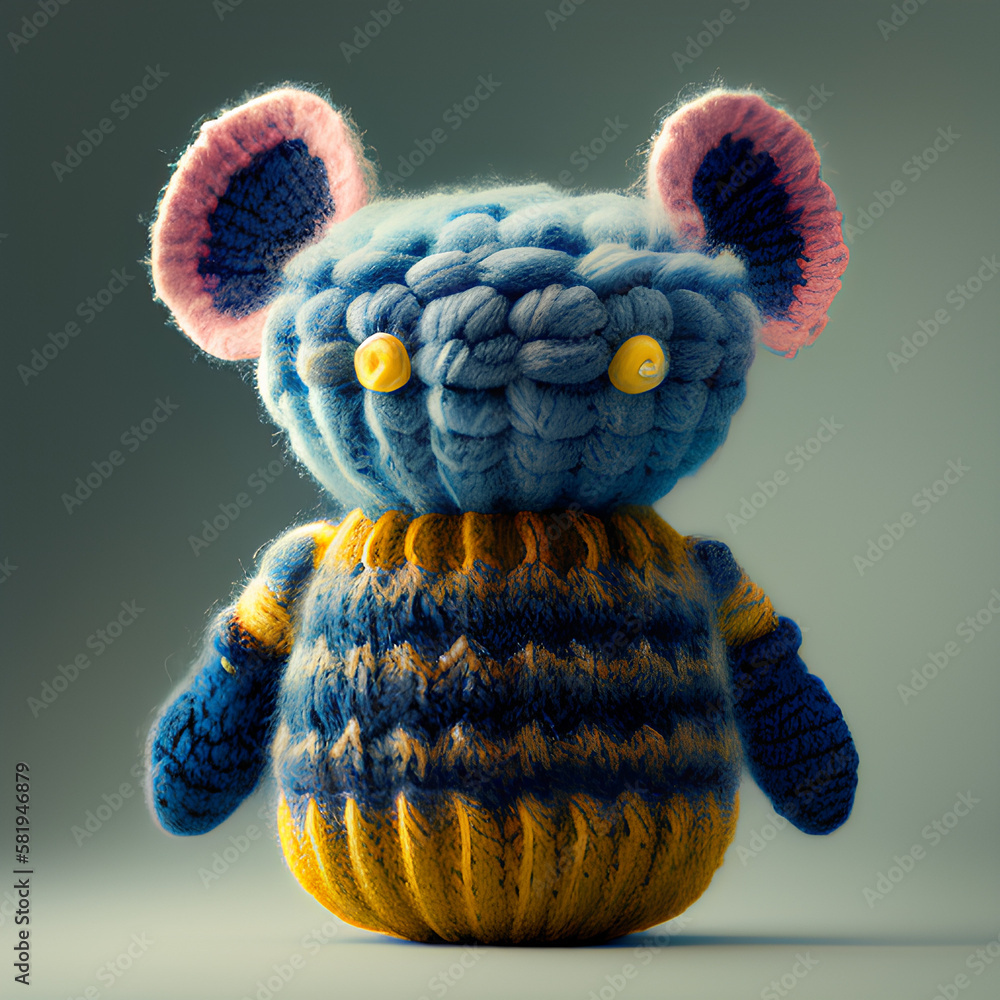 Cute, fantastic knitted figurines of aliens, creatures unknown to us ...