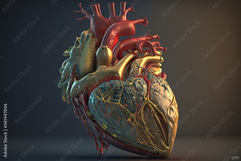 Detailed heart organ human biology anatomy. Realistic heart. Human ...