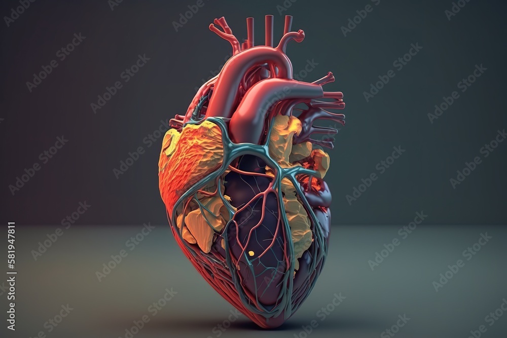 Ilustración de Stock Detailed heart organ human biology anatomy ...