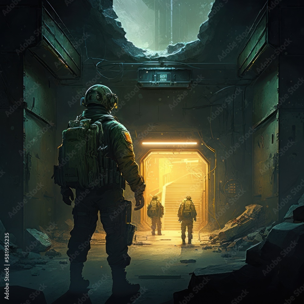 Stock-Illustration „Underground Military Base Game Art“ | Adobe Stock