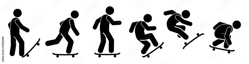 silhouette of a man playing a skateboard. learn skateboard vector ...