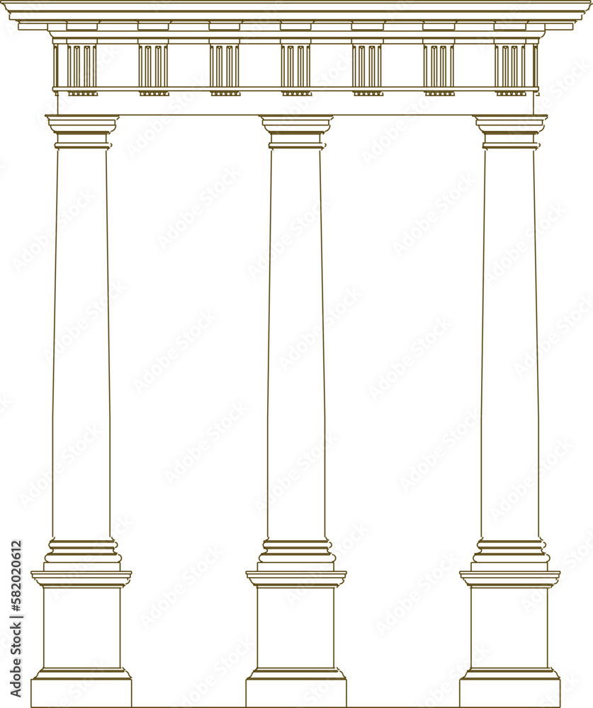 Vector illustration sketch of classical greek roman column gate Stock ...
