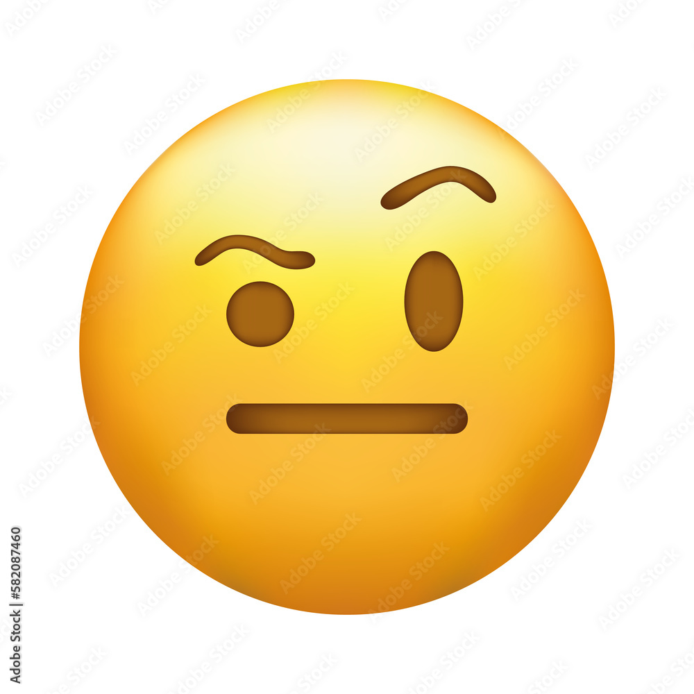 Raised eyebrow emoji. Skeptical emoticon. Stock Illustration | Adobe Stock