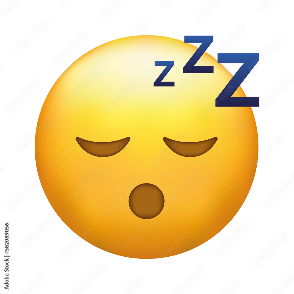 Ilustración de Stock Sleeping emoji. Snoring emoticon, Zzz yellow face ...