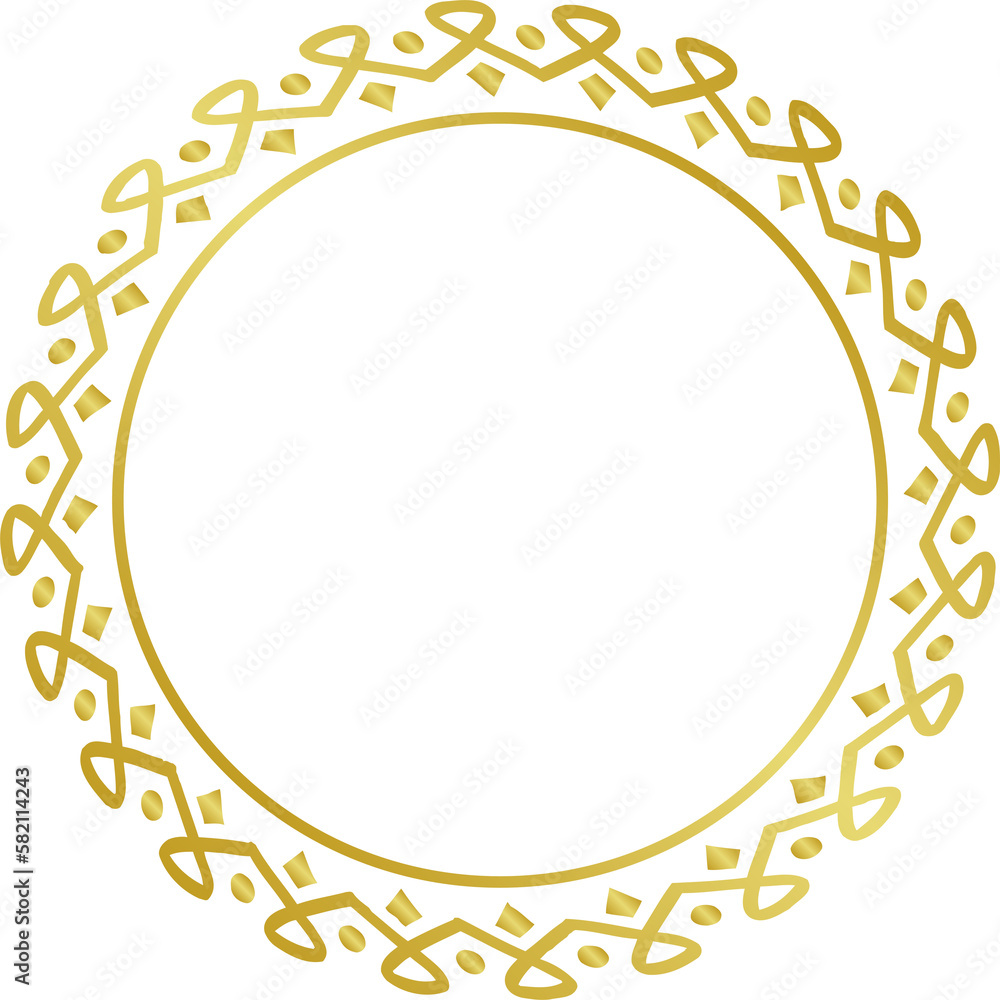Circle golden frame. Abstract ornate decorative circle frame. PNG with ... Circle golden frame. Abstract ornate decorative circle frame. PNG with ...