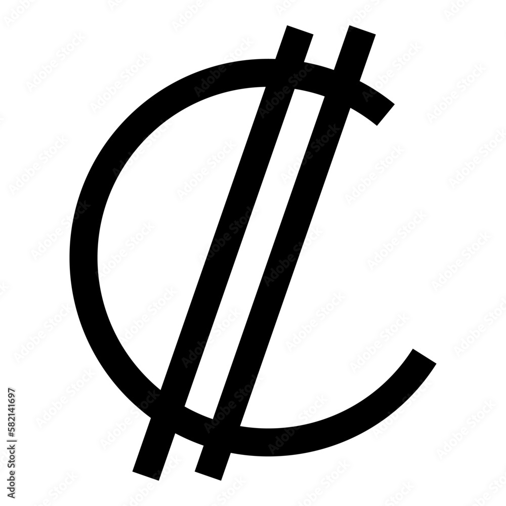 Colon sign currency symbol Costa Rican Salvadoran money CRC icon black ...