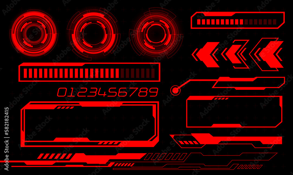 Set of HUD circle modern user interface elements design technology ...