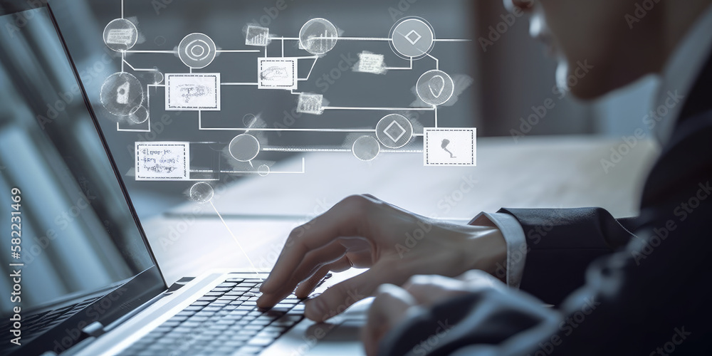 Automation of business processes and workflows with a flowchart and a ...