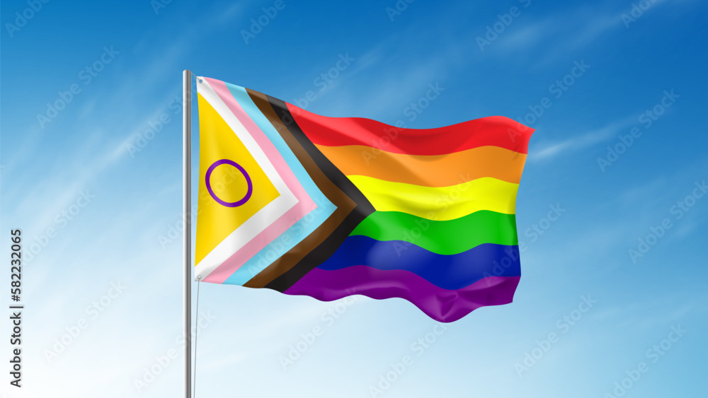 Waving intersex inclusive pride flag template. LGBTQ Progress Pride ...