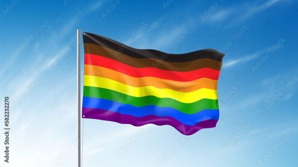 Vektor Waving philadelphia pride flag. Philadelphia pride flag waving ...