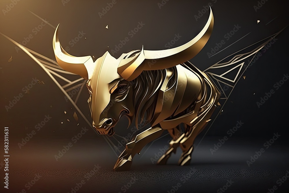 logo with golden bull Stock Illustration | Adobe Stock
