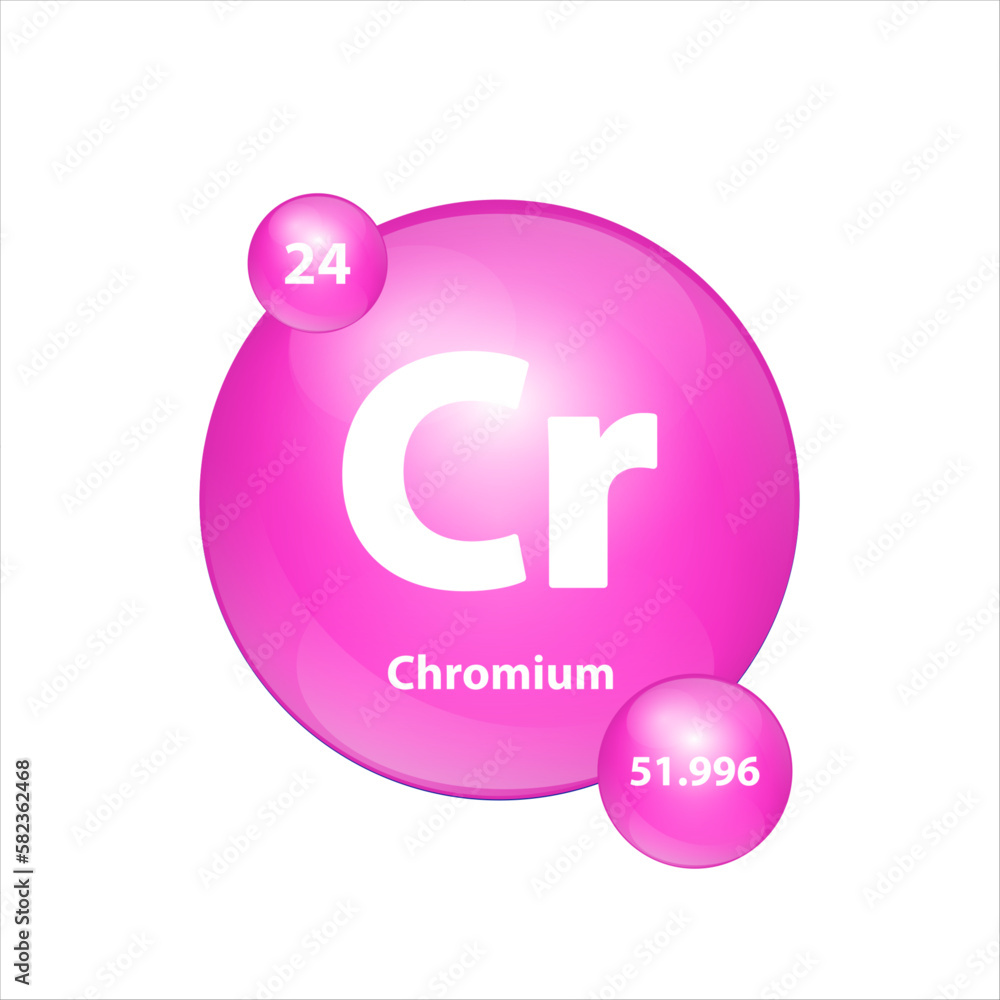 Chromium (Cr) icon structure chemical element round shape circle Pink ...