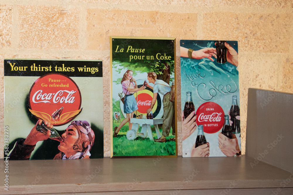 Coca Cola and coke vintage retro drink advertisement sign logo and text ...