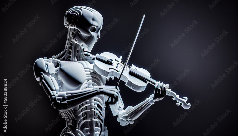 violinist robot playing violin created with Generative AI technology ...