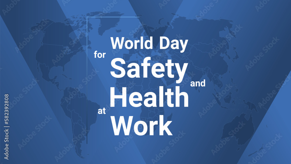 World Day for Safety and Health at Work holiday card. Poster with earth ...