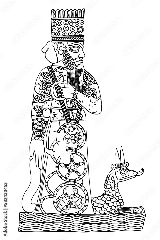 Statue of Marduk, ancient Mesopotamian god, with his servant dragon at ...