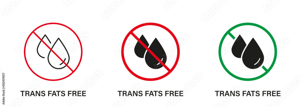 Free Trans Fat Silhouette and Line Icon Set. Trans Fat Stop Sign. Ban ...