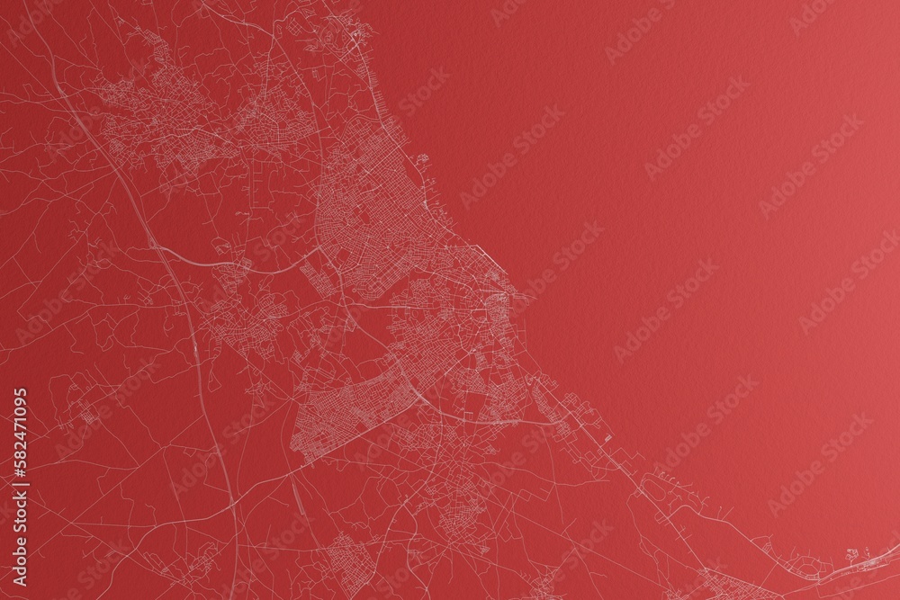 Map of the streets of Sousse (Tunisia) made with white lines on red ...