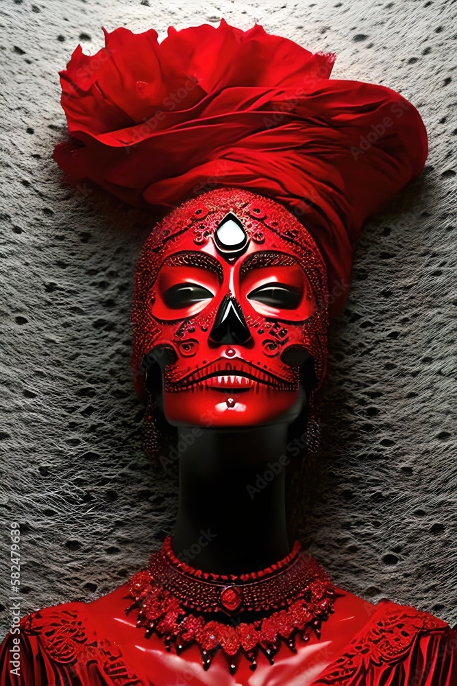 Stockillustratie Beautiful Catrina for the day of the dead with flowers ...