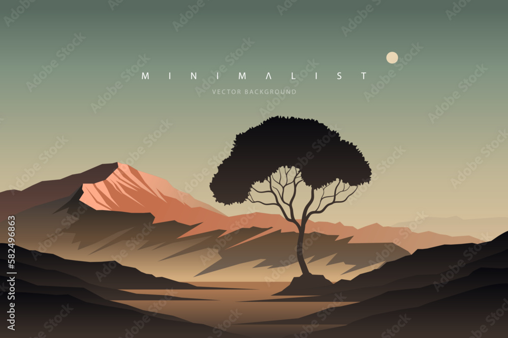 Vector de Stock Minimalist landscape abstract background wallpaper ...