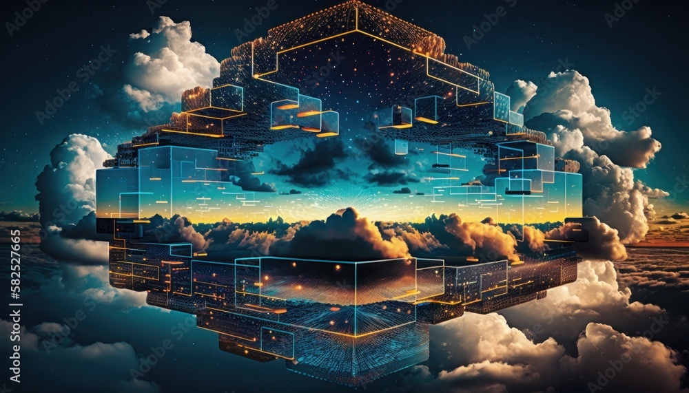 Hybrid cloud computing serverless technology background generative ai ...