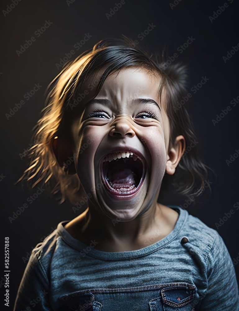 Ilustración de Stock Portrait of a very angry girl crying, yelling ...